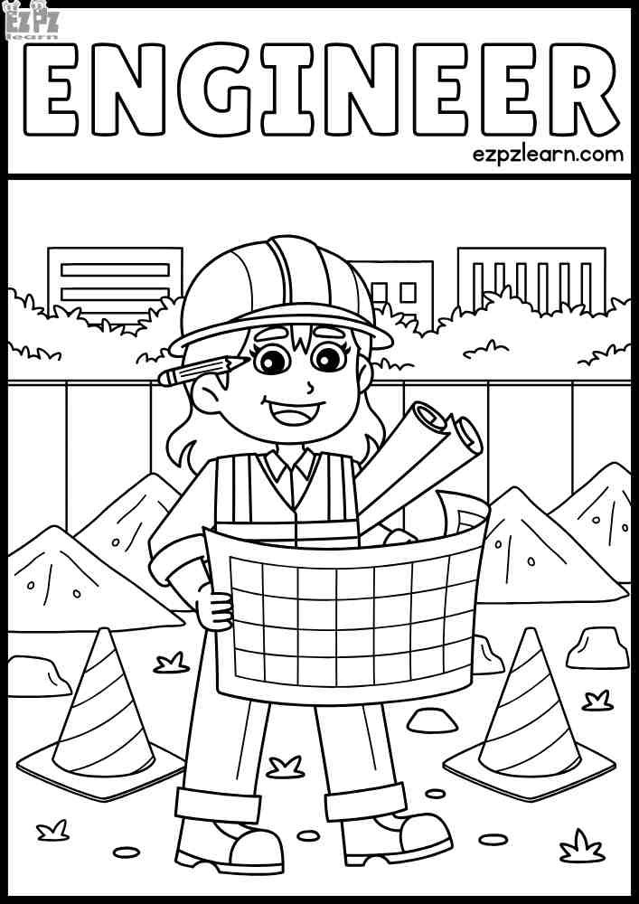 Engineer Job Interactive Coloring Page Color Online, Download and Print - Ezpzlearn.com